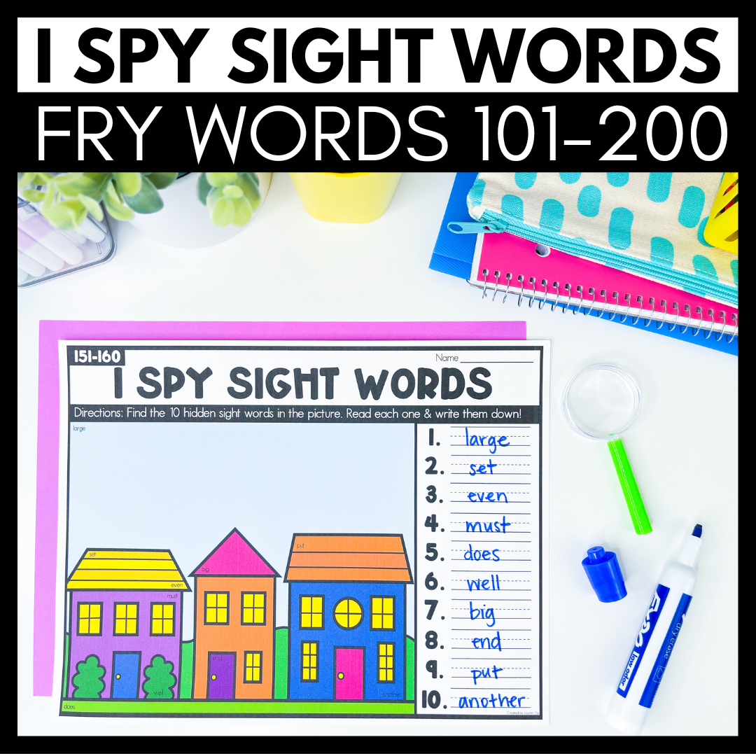 Sight Word Practice - I Spy Sight Words Set 2 - Fry Words 101-200 ...