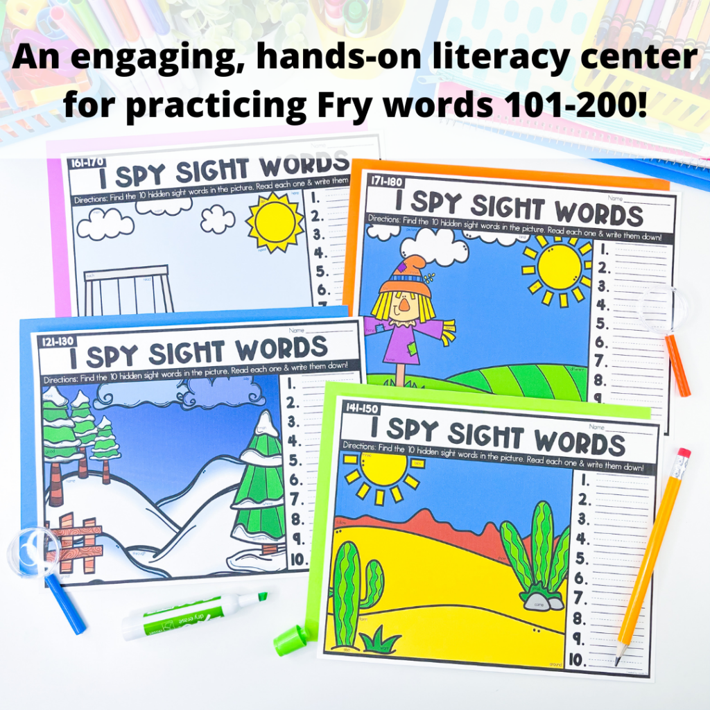 Sight Word Practice - I Spy Sight Words Set 2 - Fry Words 101-200 ...