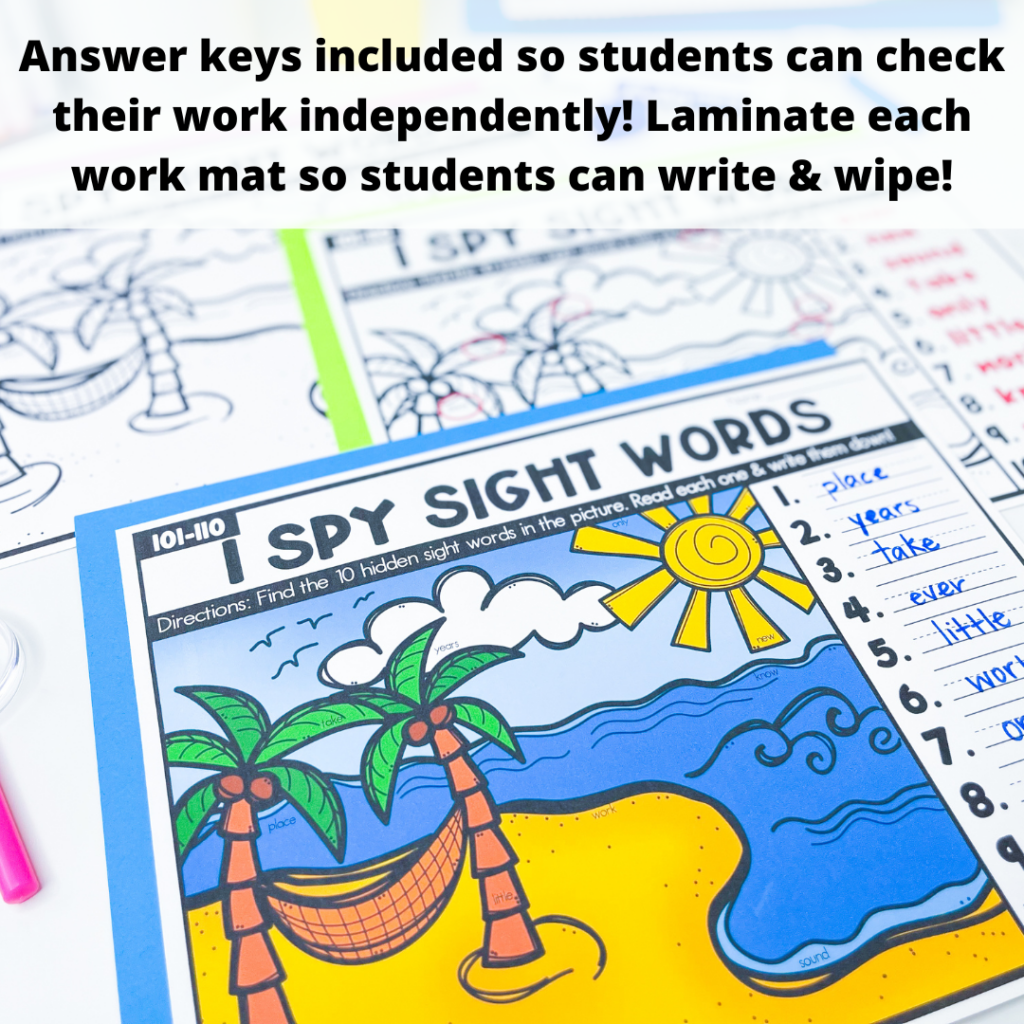 Sight Word Practice - I Spy Sight Words Set 2 - Fry Words 101-200 ...