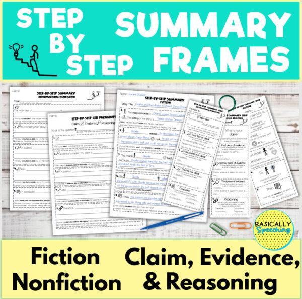 Summarizing Nonfiction Fiction and CER, Paragraph Frames and Cue Strips ...