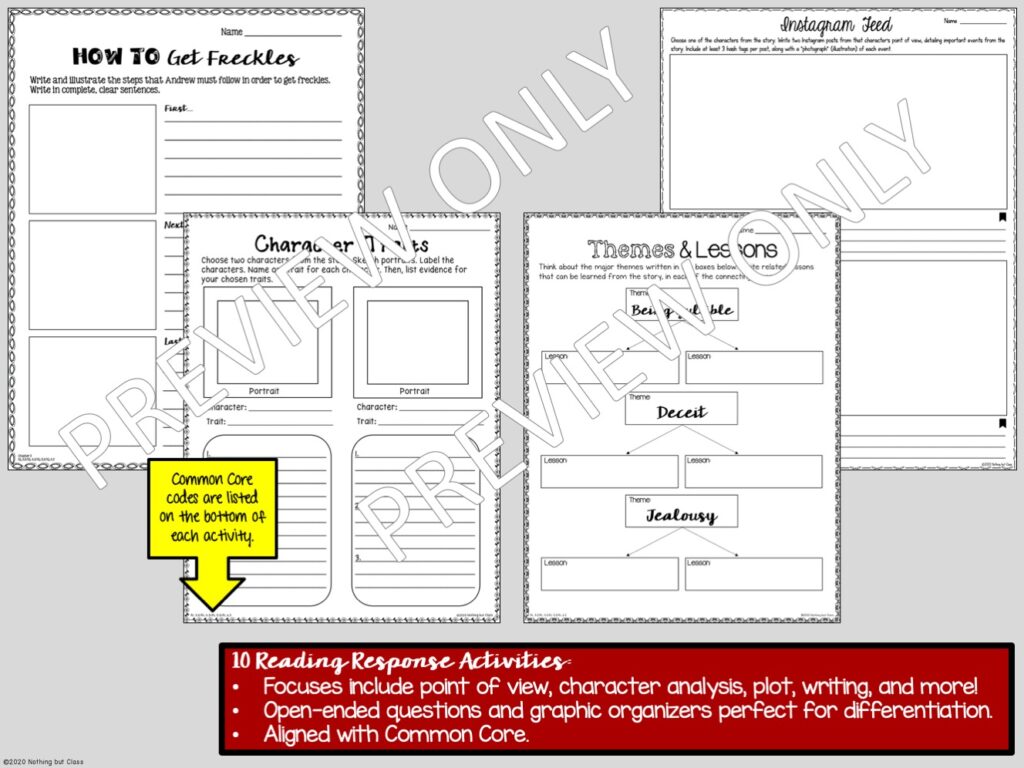 Freckle Juice Novel Study Unit | Comprehension with Activities and ...
