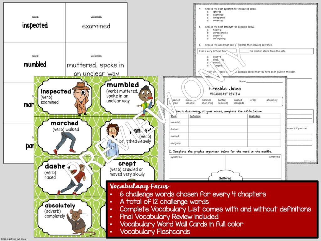 Freckle Juice Novel Study Unit | Comprehension with Activities and ...