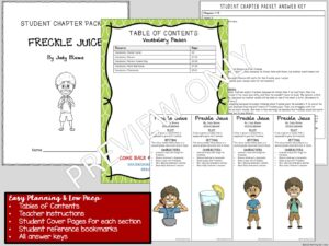 Freckle Juice Novel Study Unit | Comprehension with Activities and ...