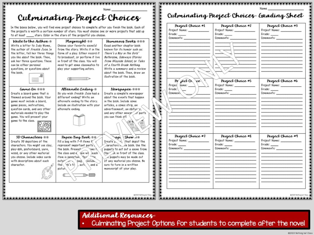 Freckle Juice Novel Study Unit | Comprehension with Activities and ...