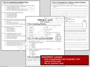 Freckle Juice Novel Study Unit | Comprehension with Activities and ...