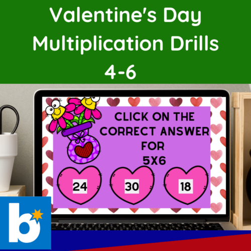 Valentine's Day Multiplication Drills 4-6 Boom Cards 3rd Grade Digital ...