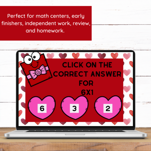 Valentine's Day Multiplication Drills 4-6 Boom Cards 3rd Grade Digital ...