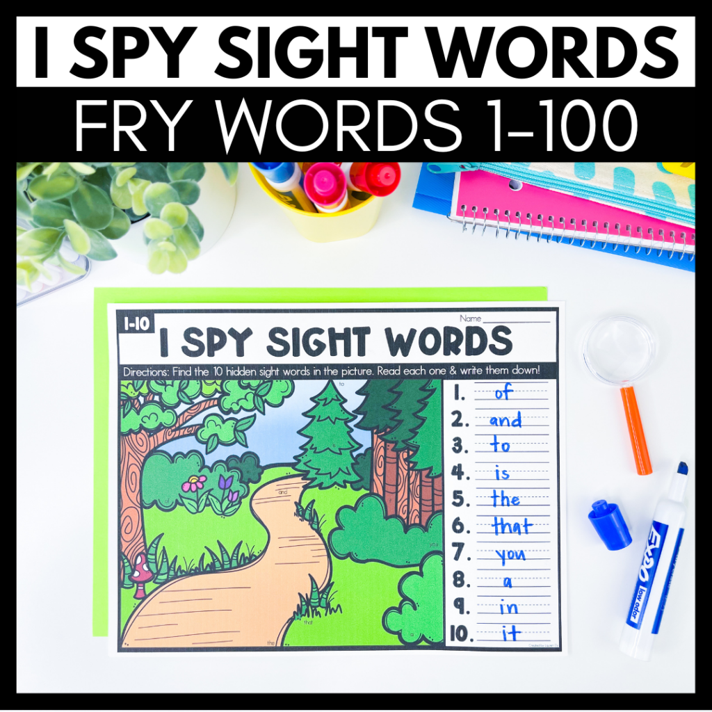 Sight Word Practice - I Spy Sight Words Set 1 - Fry Words 1-100 | Made ...