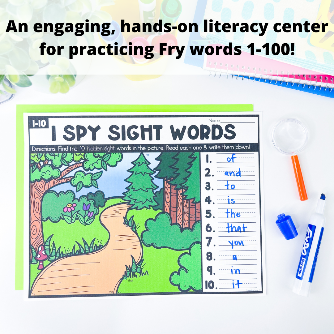 Sight Word Practice - I Spy Sight Words Set 1 - Fry Words 1-100 | Made ...