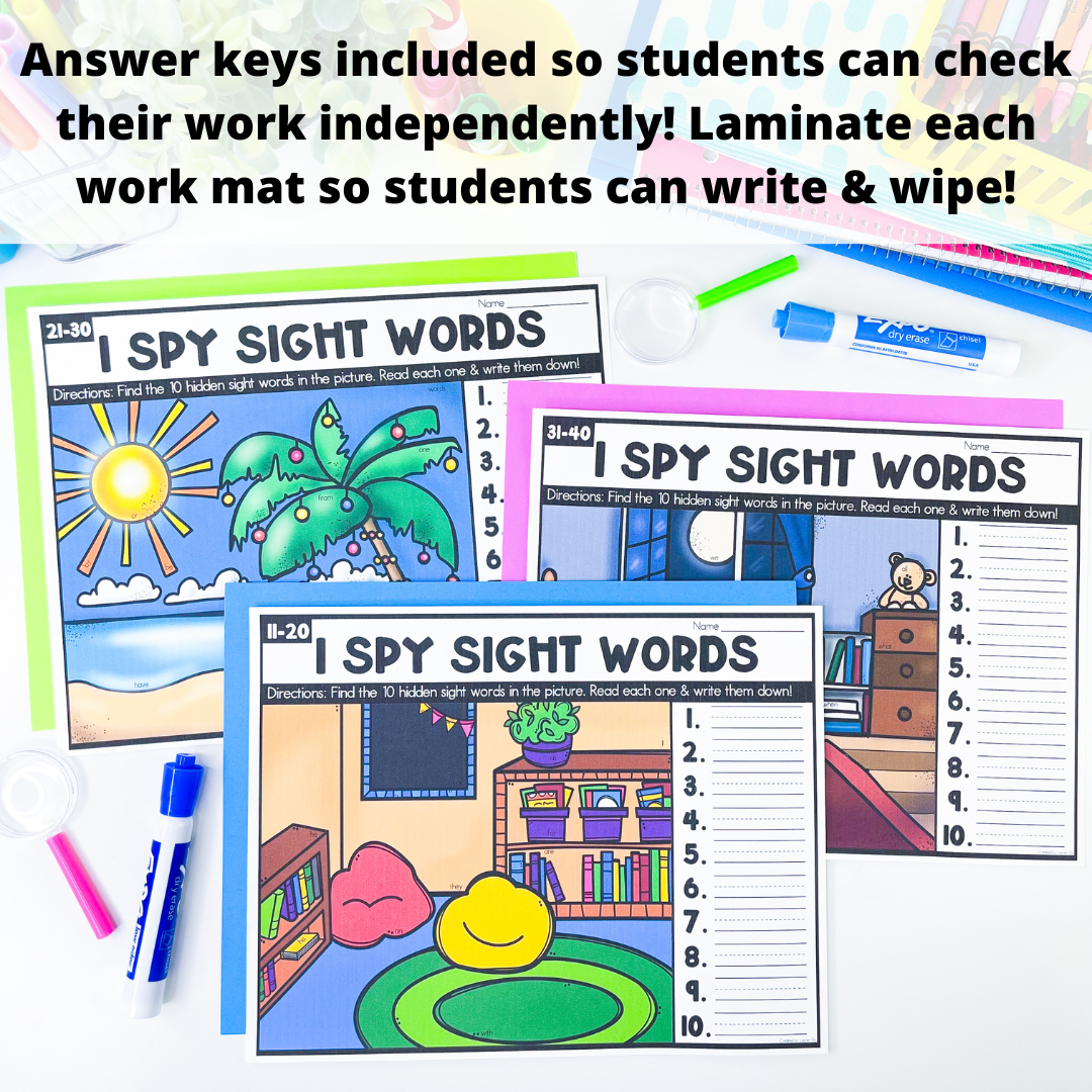 Sight Word Practice - I Spy Sight Words Set 1 - Fry Words 1-100 | Made ...