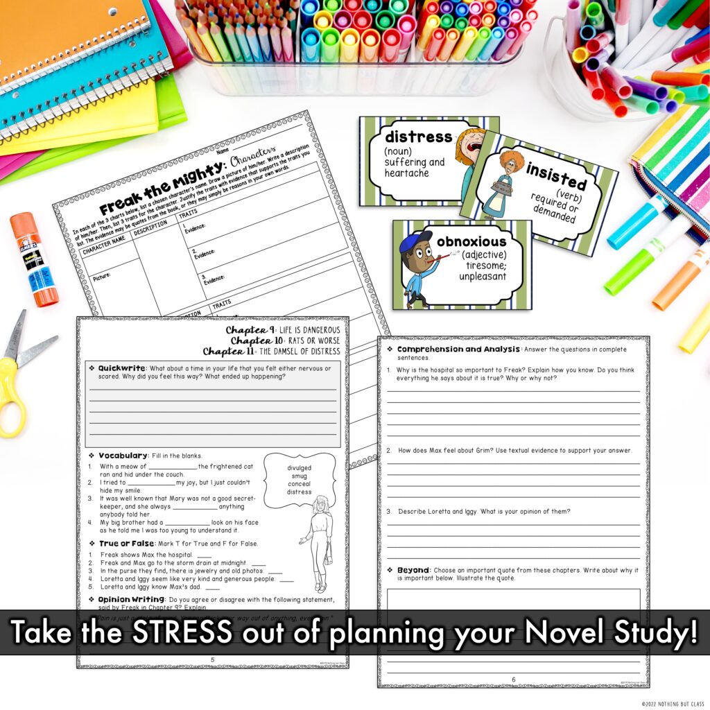 Freak the Mighty Novel Study Unit | Comprehension with Activities and ...