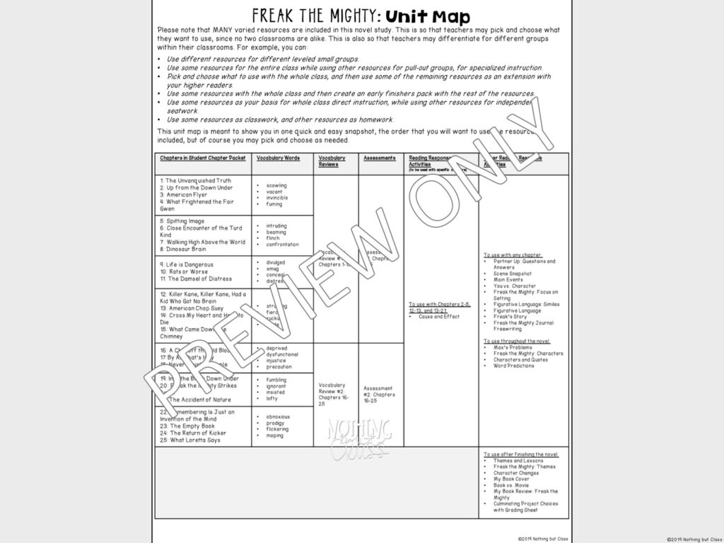 Freak the Mighty Novel Study Unit | Comprehension with Activities and ...