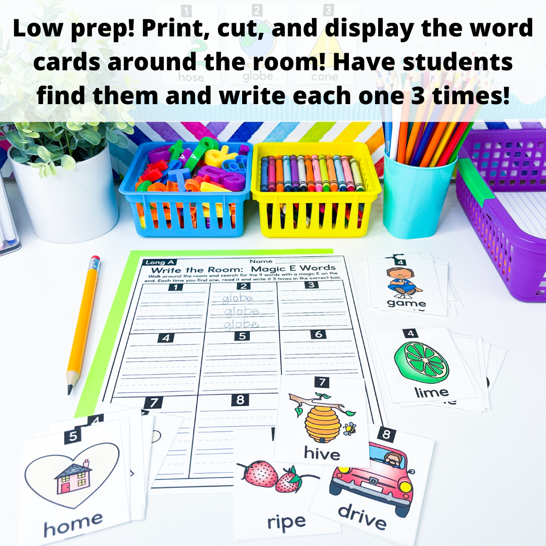 Write the Room Phonics Activities Magic E Words - Long Vowels | Made By ...