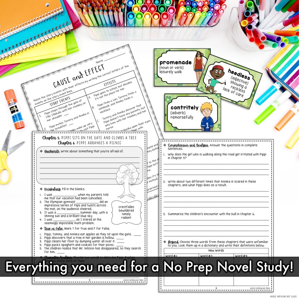 Pippi Longstocking Novel Study Unit | Comprehension with Activities and ...