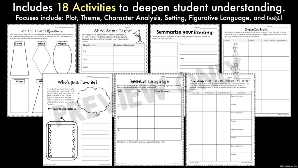 Escape from Mr. Lemoncello's Library Novel Study Unit | Comprehension ...