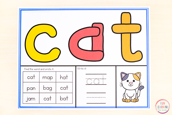 CVC Word Work Centers and Activities for Blending CVC Words - Short ...