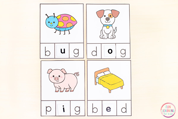 CVC Word Work Centers and Activities for Blending CVC Words - Short ...