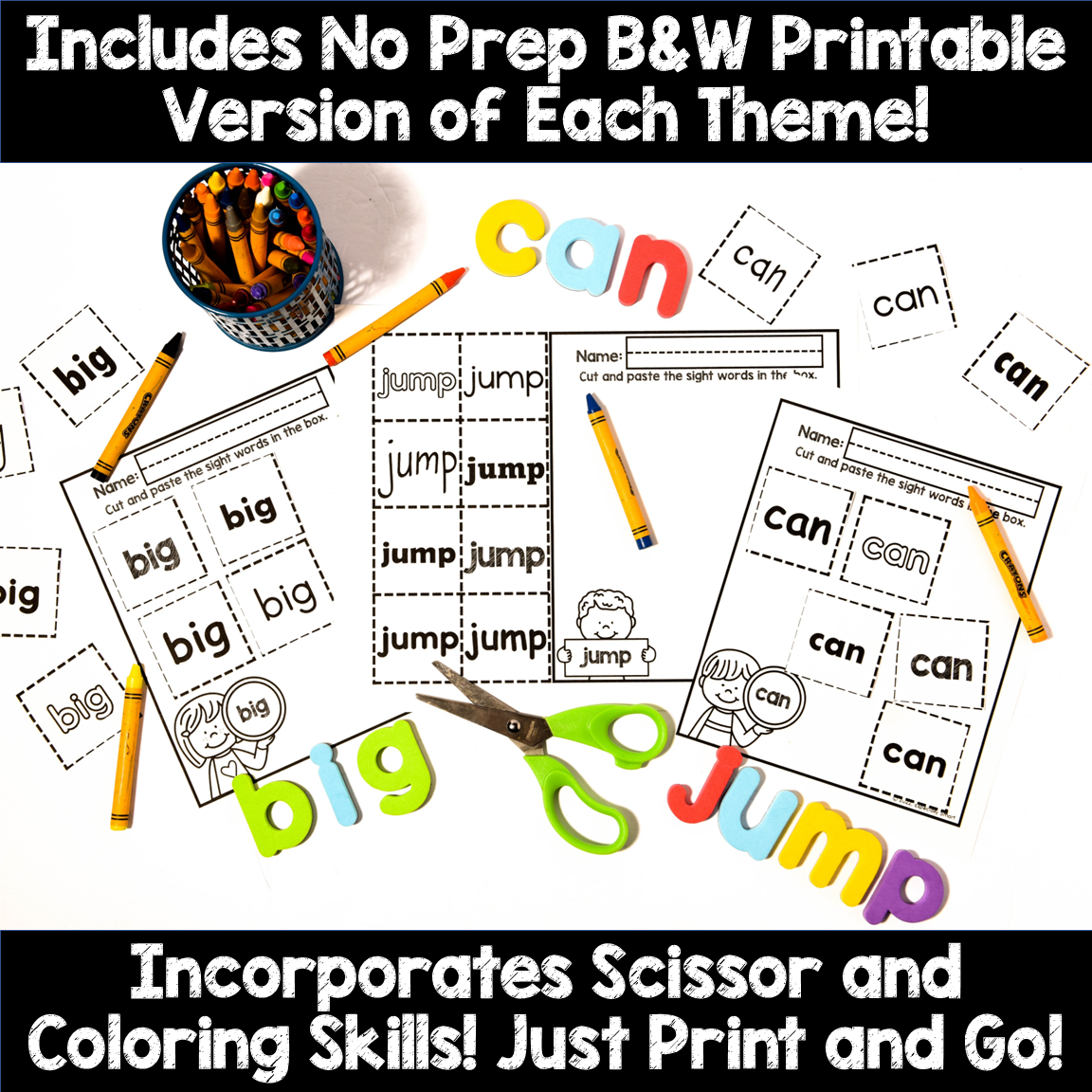 Errorless Pre Primer Sight Words Centers and Worksheets for Special ...