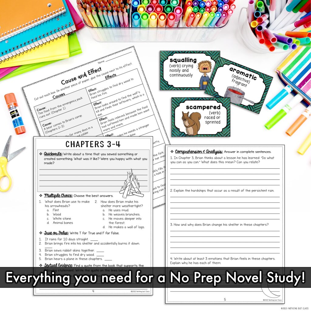 Brian's Winter Novel Study Unit | Comprehension with Activities and ...