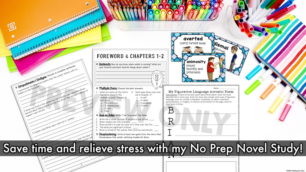 Brian's Winter Novel Study Unit | Comprehension with Activities and ...
