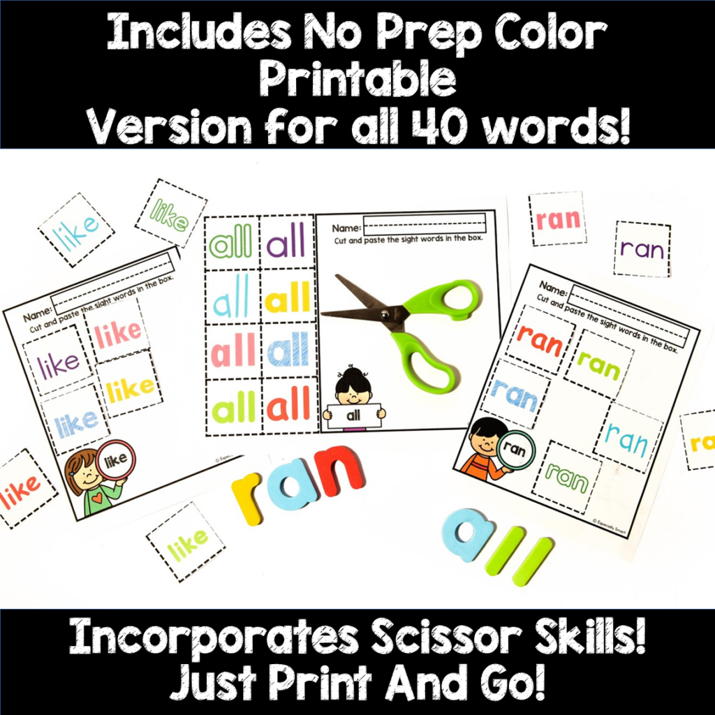 Errorless Primer Sight Words Centers and Worksheets for Special ...