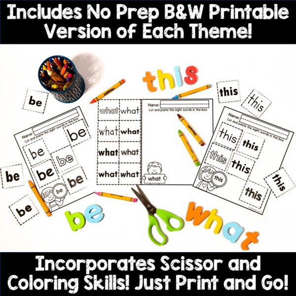 Errorless Primer Sight Words Centers and Worksheets for Special ...