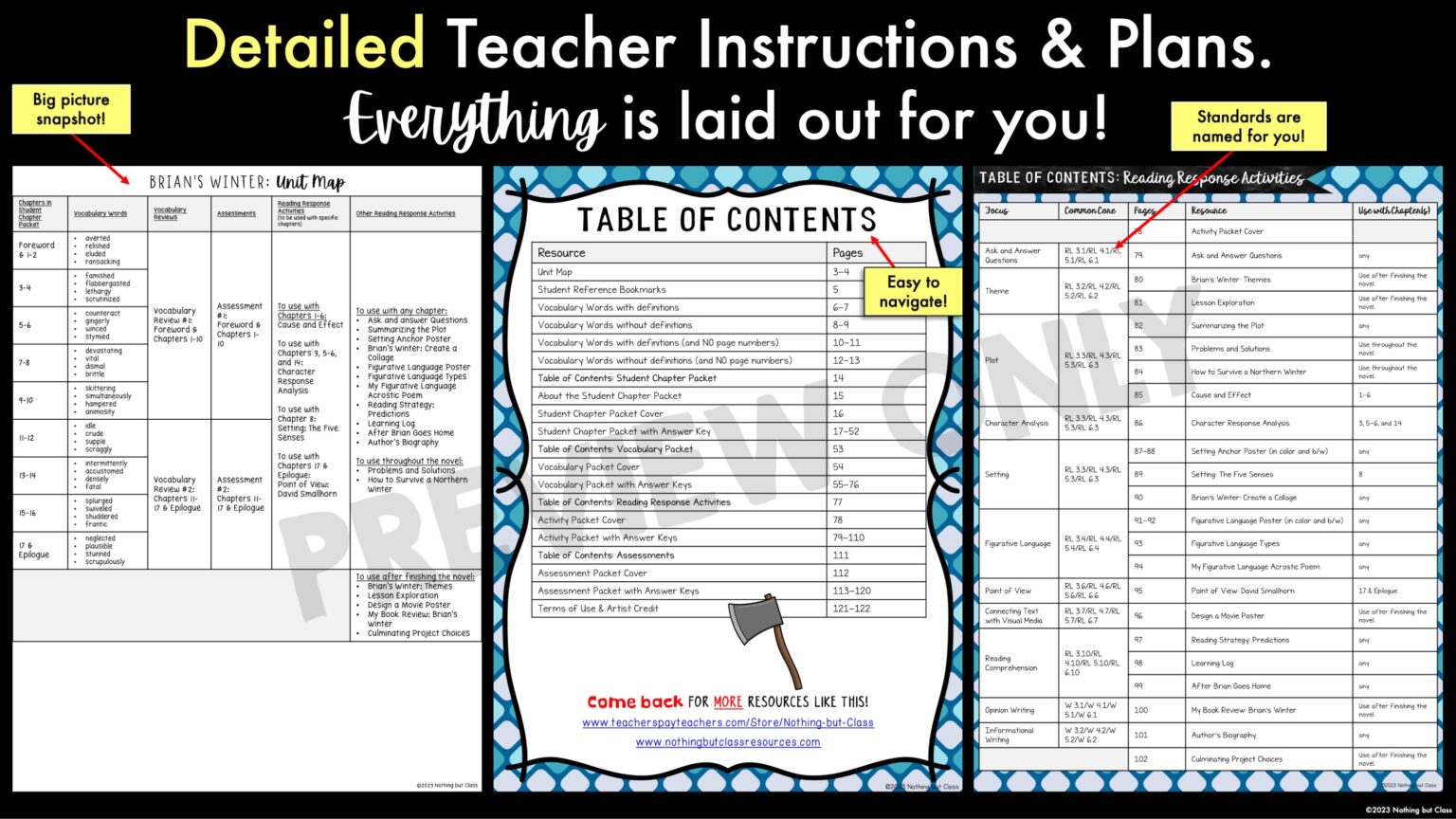 Brian's Winter Novel Study Unit | Comprehension with Activities and ...