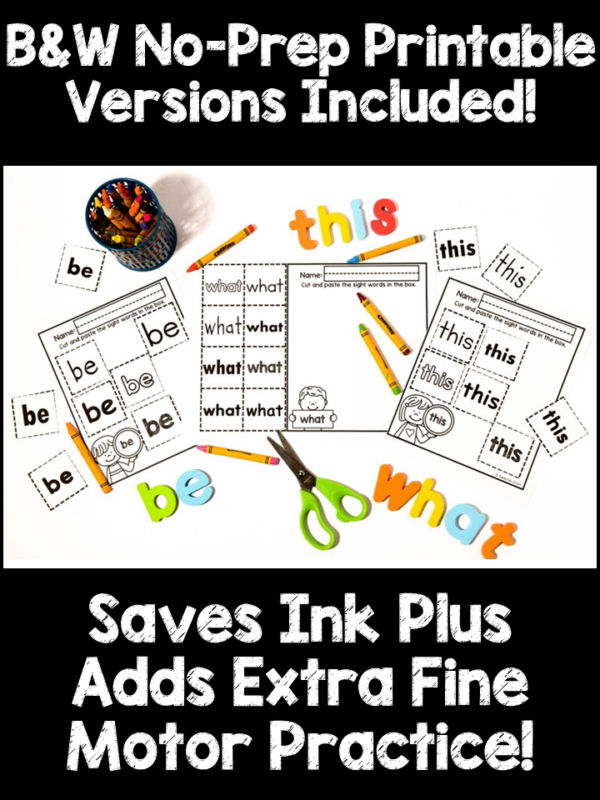 Errorless Primer Sight Words Centers and Worksheets for Special ...