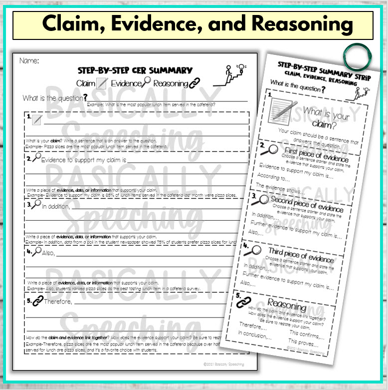 Summarizing Nonfiction Fiction and CER, Paragraph Frames and Cue Strips ...