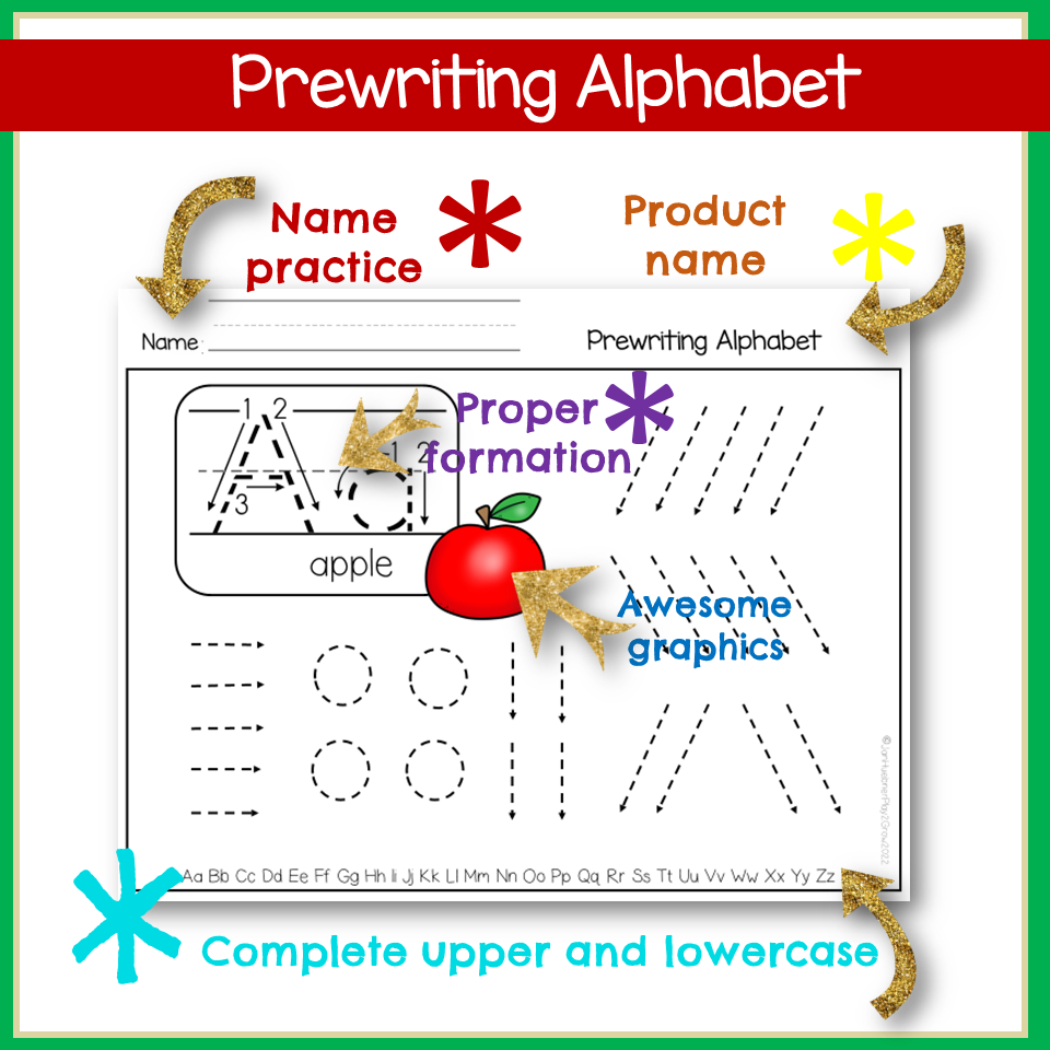 Fine Motor PREWRITING ALPHABET Tracing Lines and Shapes WORKSHEETS ...