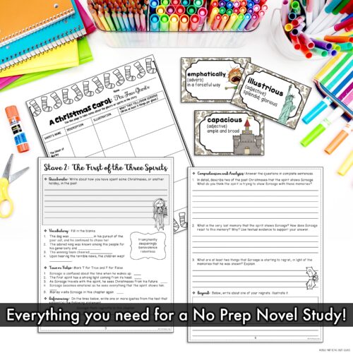 A Christmas Carol Novel Study Unit | Comprehension with Activities and ...
