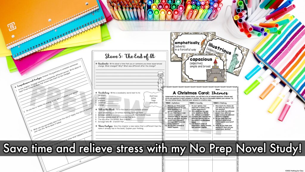 A Christmas Carol Novel Study Unit | Comprehension with Activities and ...