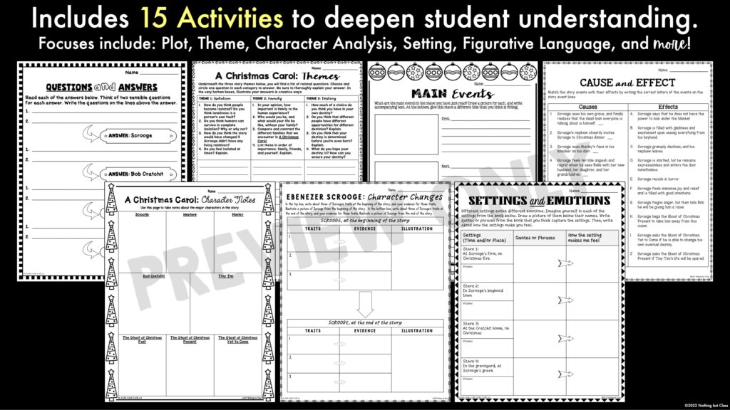 A Christmas Carol Novel Study Unit | Comprehension with Activities and ...
