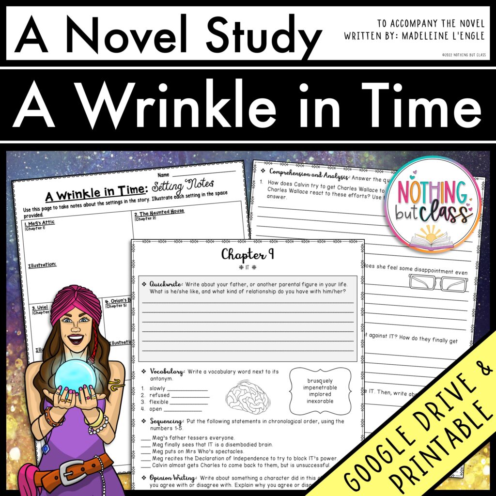 A Wrinkle in Time Novel Study Unit | Comprehension with Activities and ...