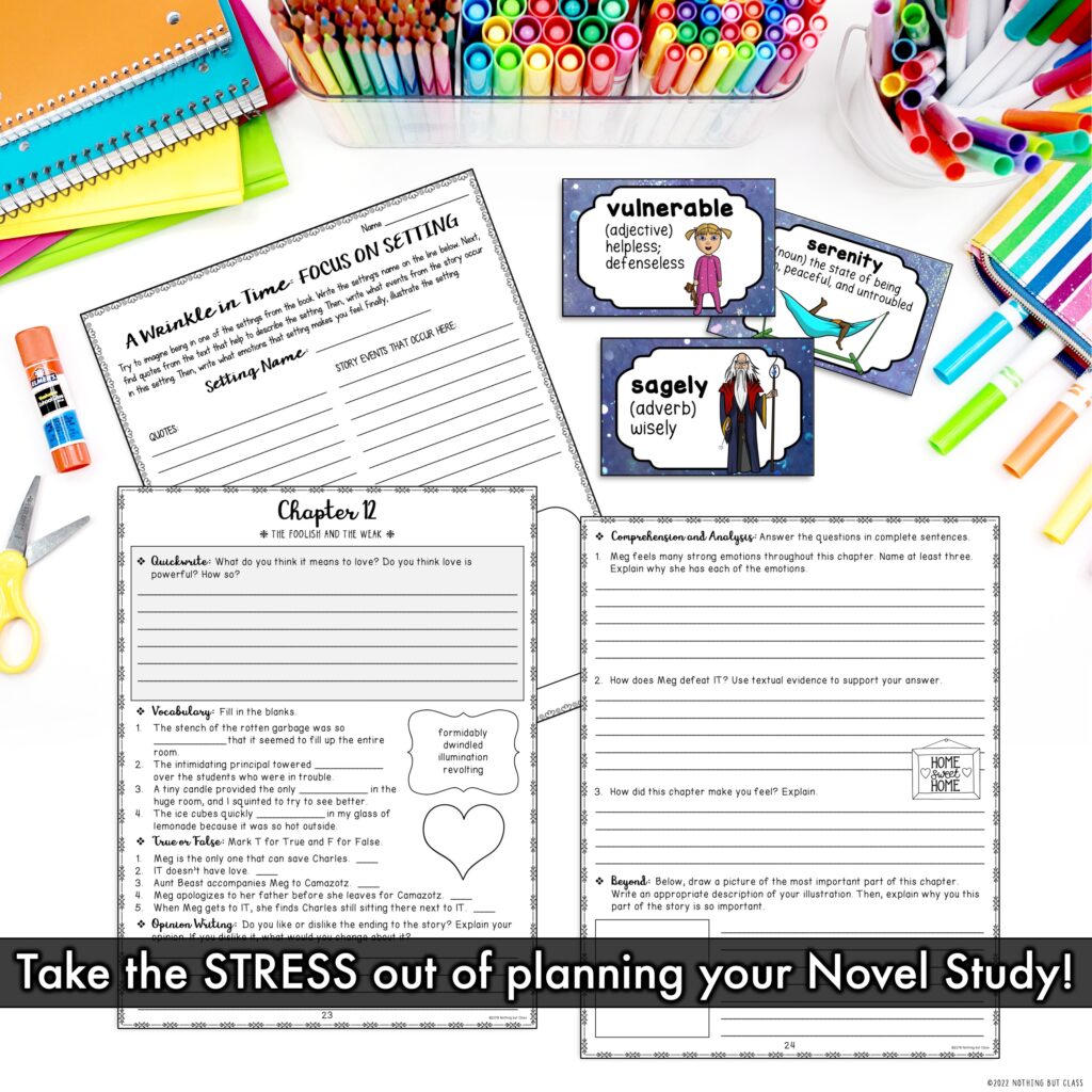 A Wrinkle in Time Novel Study Unit | Comprehension with Activities and ...