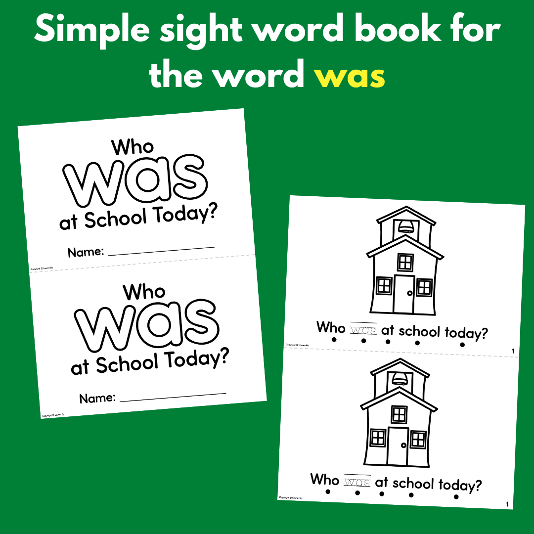 Sight Word Practice Book for Fry Sight Word WAS | Made By Teachers