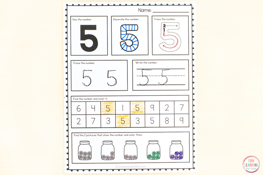 Number Mats and Number Worksheets - NO PREP Number Sense Activities ...