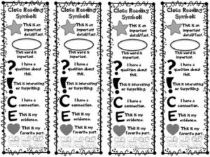 Close Reading Symbols Bookmarks, ANY Book, Christmas, New Year, Winter ...