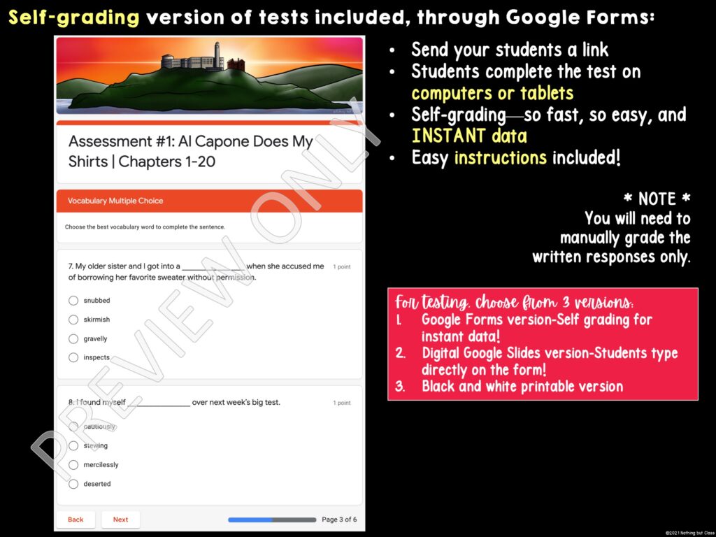 Al Capone Does My Shirts Novel Study Unit | Comprehension and ...