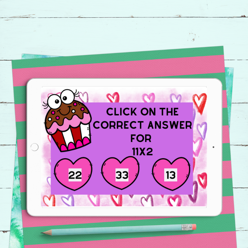 Valentine's Day Multiplication Drills 7-9 Boom Cards 3rd Grade Digital ...
