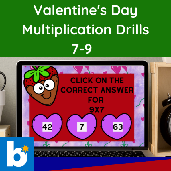 Valentine's Day Multiplication Drills 7-9 Boom Cards 3rd Grade Digital ...
