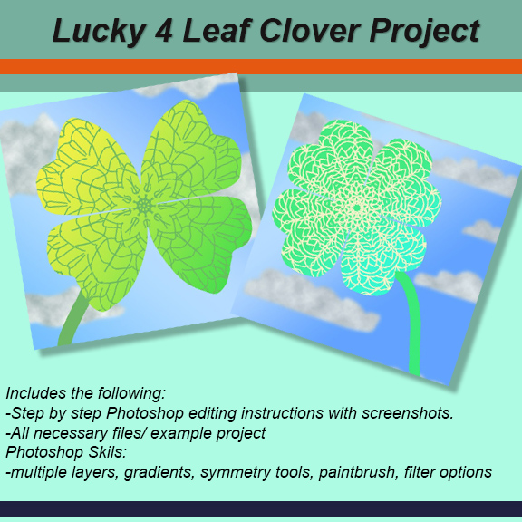 Lucky 4 Leaf Clover Project Photoshop, Graphics, Mandala, St Patrick's ...