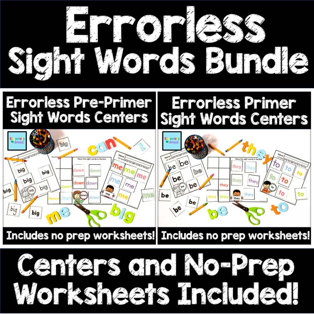 Errorless Pre Primer and Primer Sight Words Centers and Worksheets ...