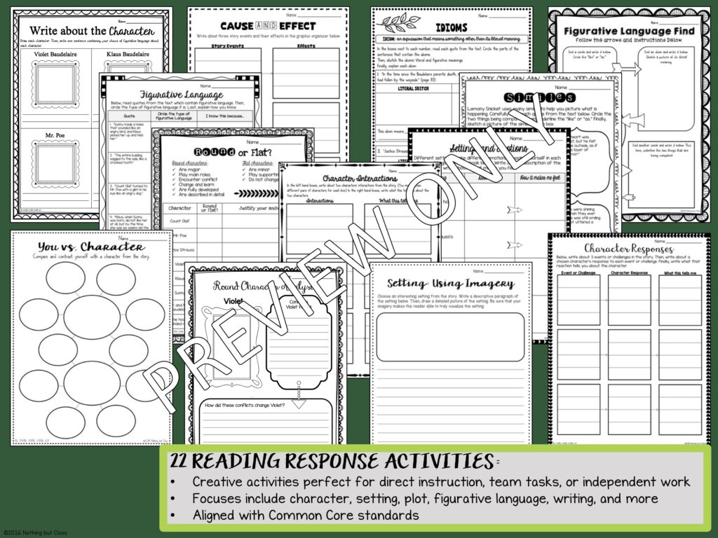 The Bad Beginning Novel Study Unit | Comprehension and Vocabulary with ...