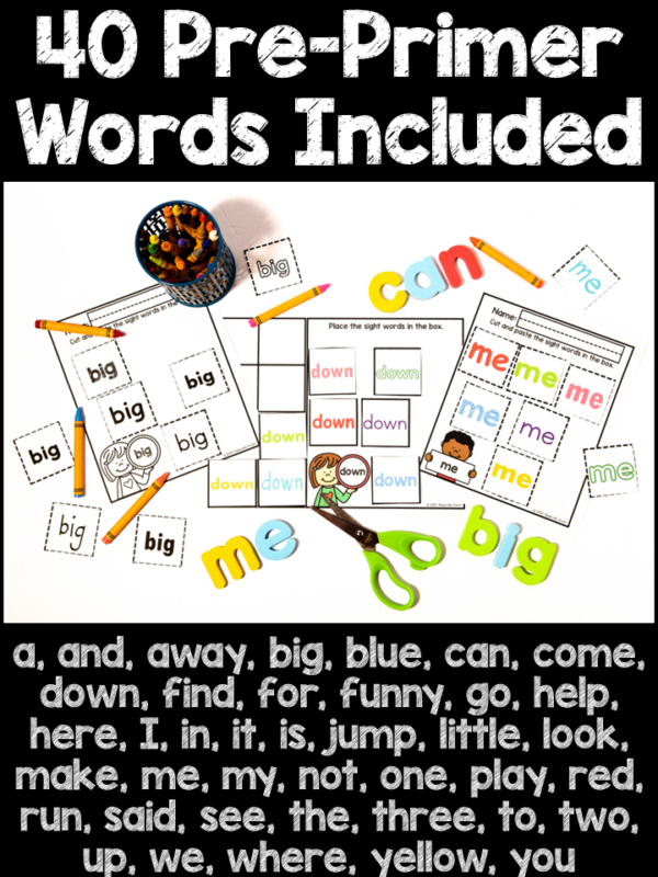Errorless Pre Primer and Primer Sight Words Centers and Worksheets ...