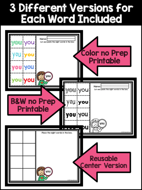 Errorless Pre Primer and Primer Sight Words Centers and Worksheets ...