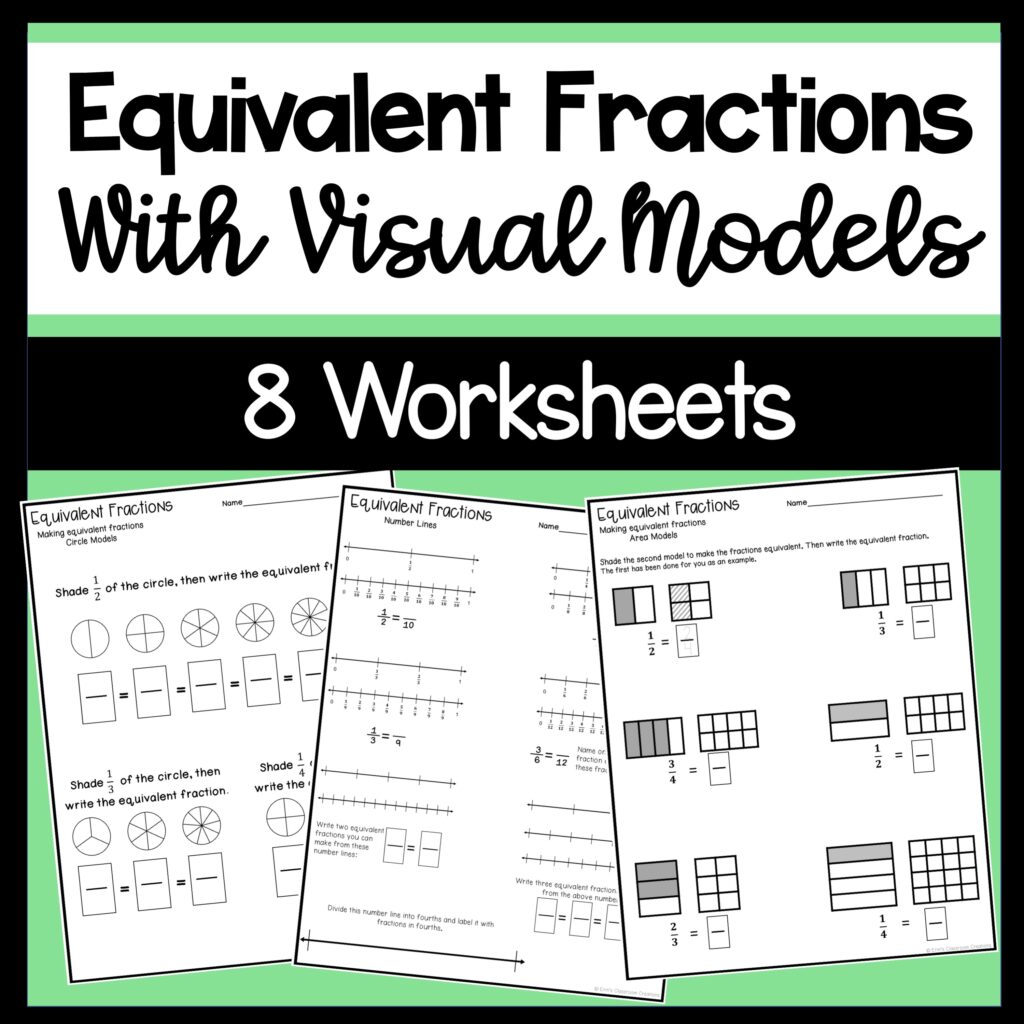 Equivalent Fraction Worksheets with visual models | Made By Teachers