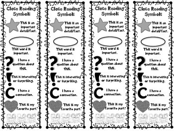 Close Reading Symbols Bookmarks, ANY Book, Winter | Made By Teachers