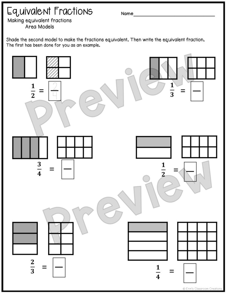 Equivalent Fraction Worksheets with visual models | Made By Teachers