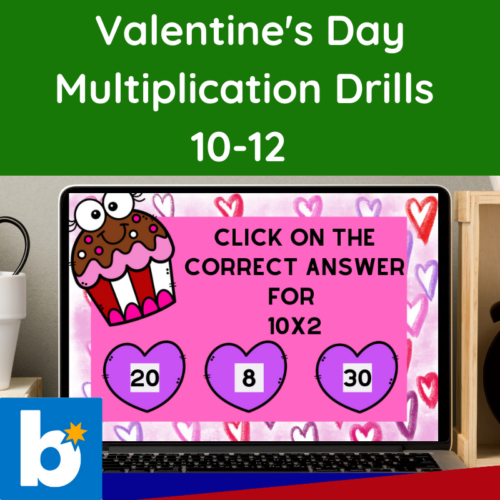 Valentine's Day Multiplication Drills 10-12 Boom Cards 3rd grade ...